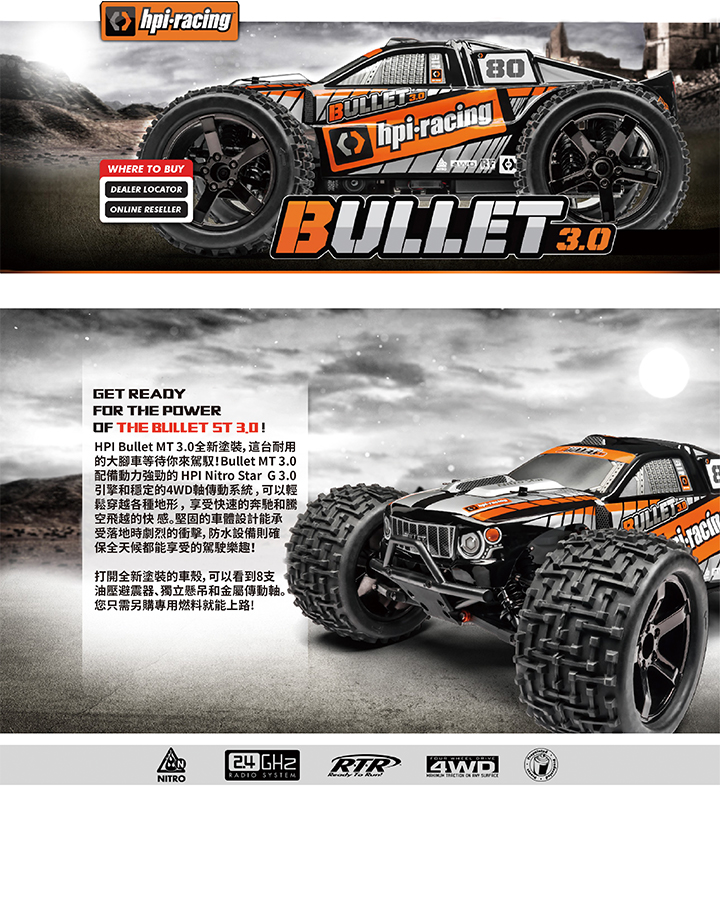 【全新外觀塗裝】 #110660 HPI RTR BULLET ST 3.0 | 千喆企業有限公司
