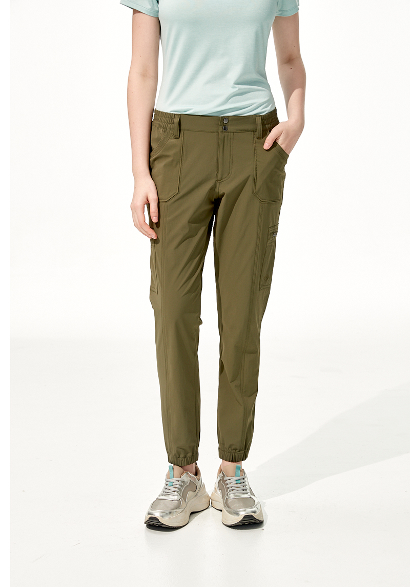 博客來-【HAKERS 哈克士】女款 四面彈耐磨防曬快乾束口九分褲(耐磨/吸濕排汗/抗UV/延展性佳/旅遊休閒皆適宜) M 橄欖綠