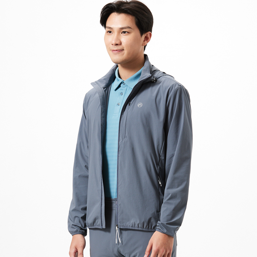 博客來-【HAKERS 哈克士】男款 防曬彈性輕薄快乾外套(抗UV/防潑水/運動健行/休閒旅遊) XL 煙灰藍