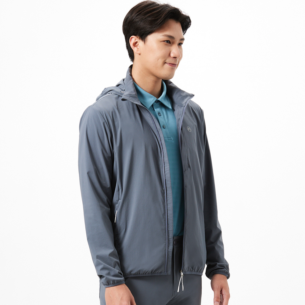 博客來-【HAKERS 哈克士】男款 防曬彈性輕薄快乾外套(抗UV/防潑水/運動健行/休閒旅遊) XL 煙灰藍