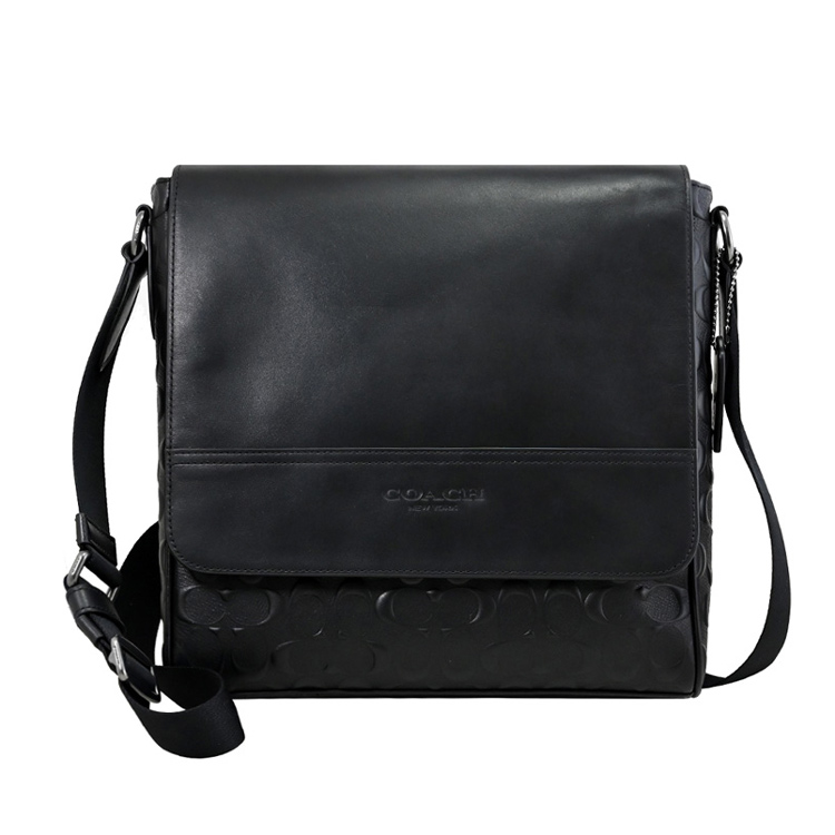 COACH 4006 立體LOGO花紋皮革翻蓋中性斜背包.黑 | 熱銷推薦 | 康是美網購eShop