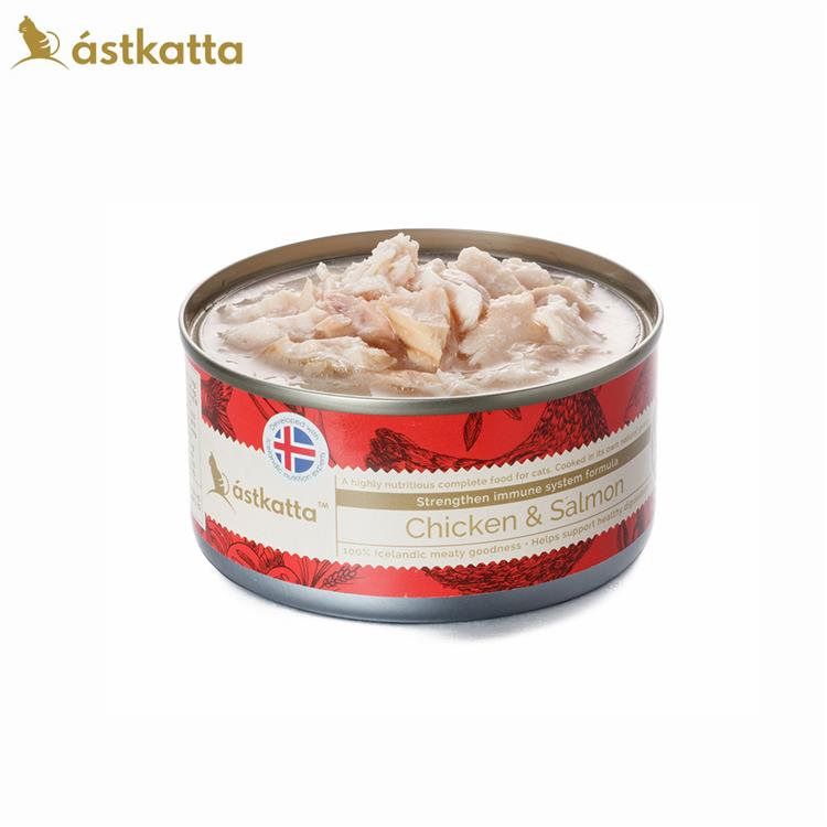 astkatta 低脂無穀健康鮮燉貓罐頭 嫩雞深海鮭魚雙拼 亮毛抗氧 全齡貓