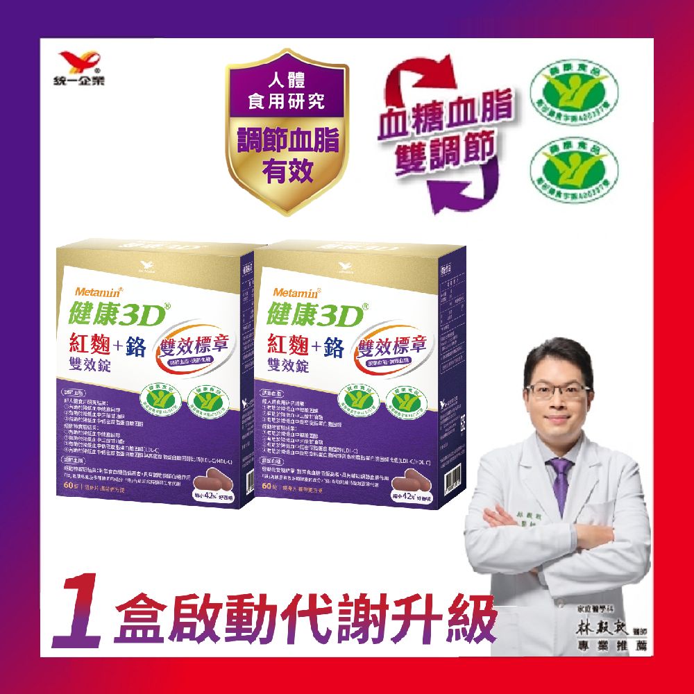 Metamin健康3D 紅麴+鉻 雙效錠(60錠) x2入團購組 | 熱銷推薦 | 康是美網購eShop