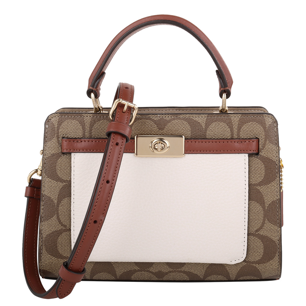 COACH-MINI LANE 撞色拼接皮革KELLY兩用包（卡其X白）mini-廠商直送 | 熱銷推薦 | 康是美網購eShop