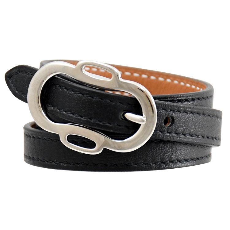 HERMES Boucleries Triple Tour 簡約雙面皮手環.黑/銀 | 熱銷推薦 | 康是美網購eShop