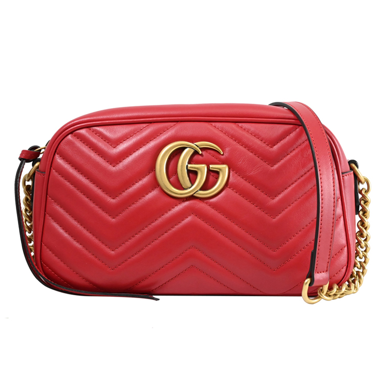 GUCCI 447632 GG Marmont 24cm 絎縫牛皮斜背相機包.紅 | 熱銷推薦 | 康是美網購eShop